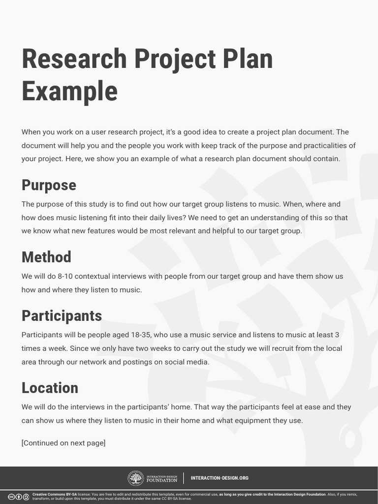 Research Project Plan Example PDF | PDF | Creative Commons License ...