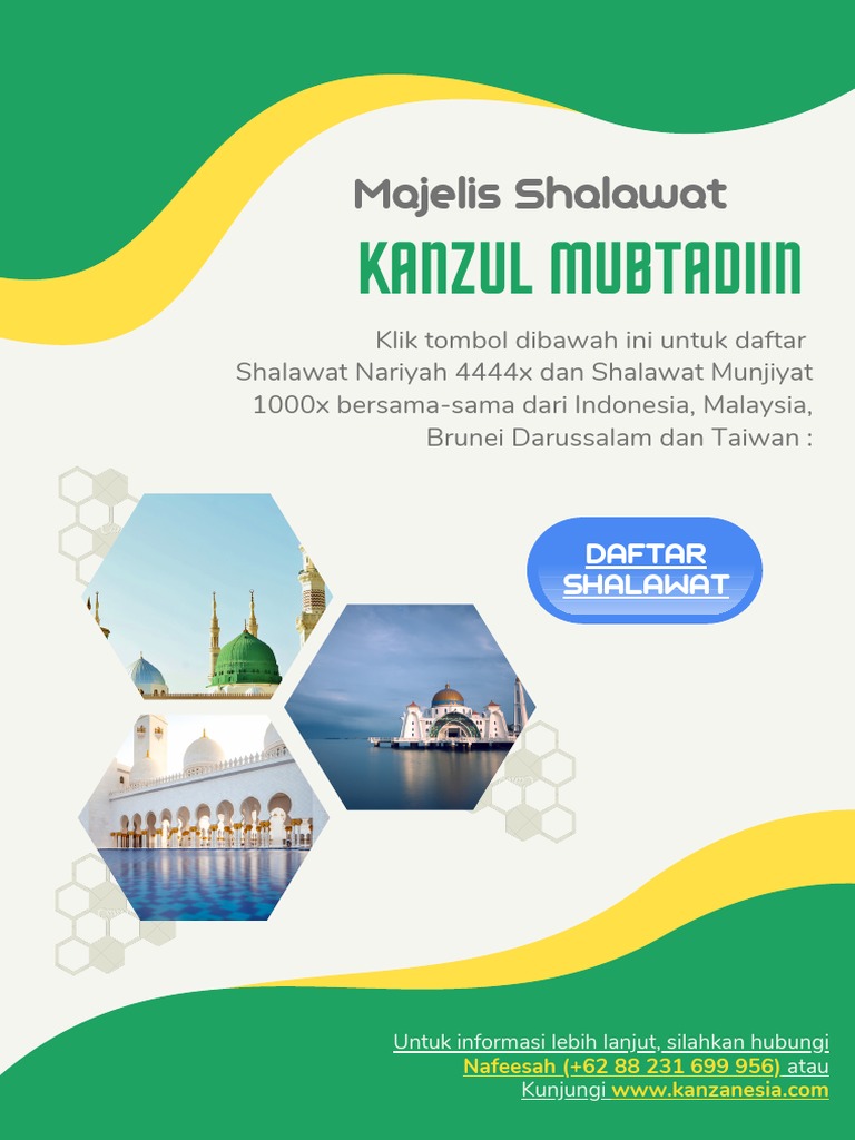 Doa Shalawat Majelis Shalawat Kanzul Mubtadiin | PDF
