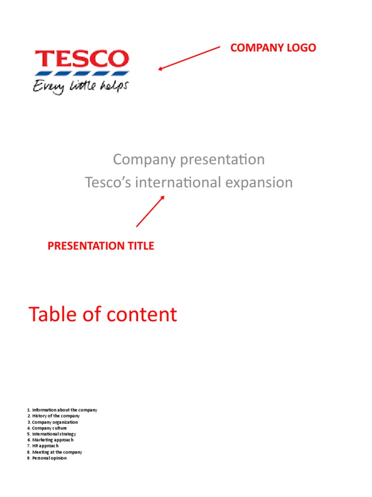 Company Presentation Tesco's International Expansion | PDF