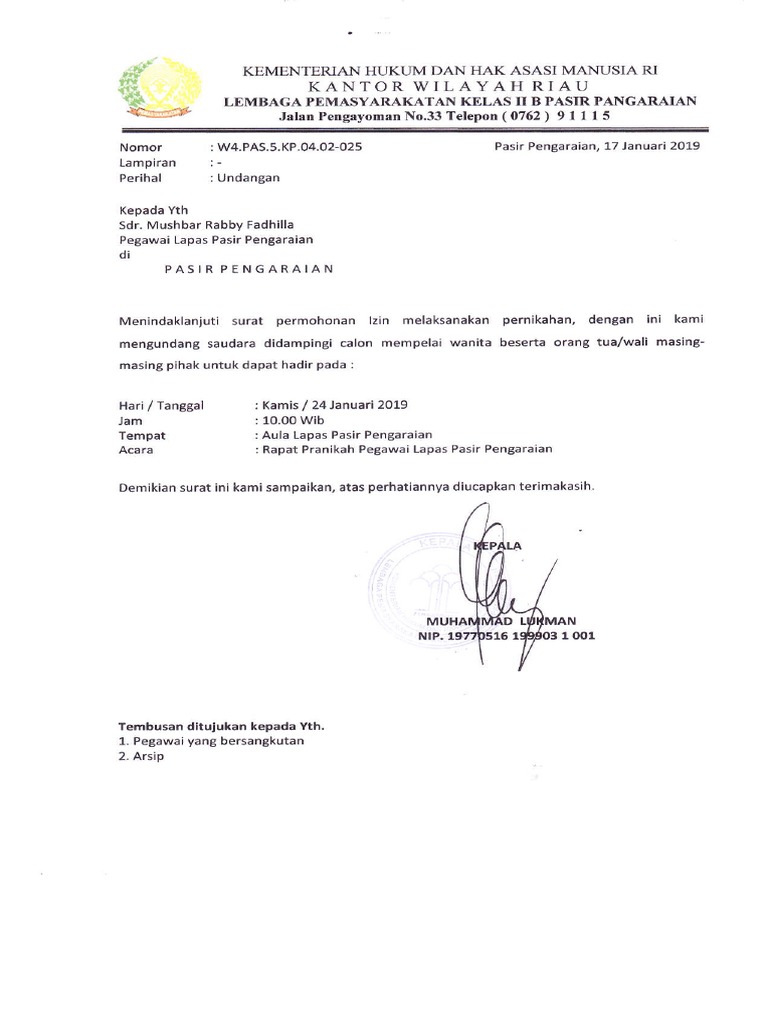 025.undangan Rapat Pranikah Mushbar Rabby Fadhilla | PDF