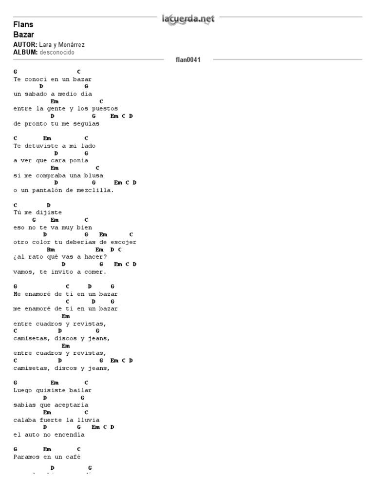 Flans, Bazar: Letra y Acordes | PDF