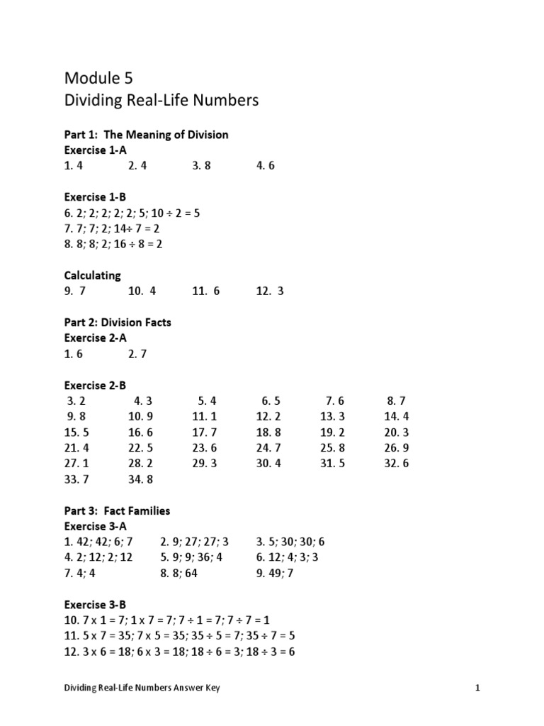 Module 5-Dividing Real-Life Numbers Answers | PDF | Discrete ...