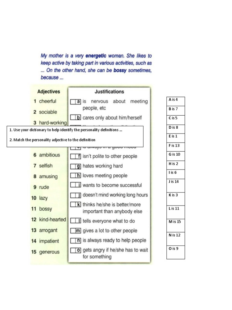 Teaching Personality Adjectives | PDF
