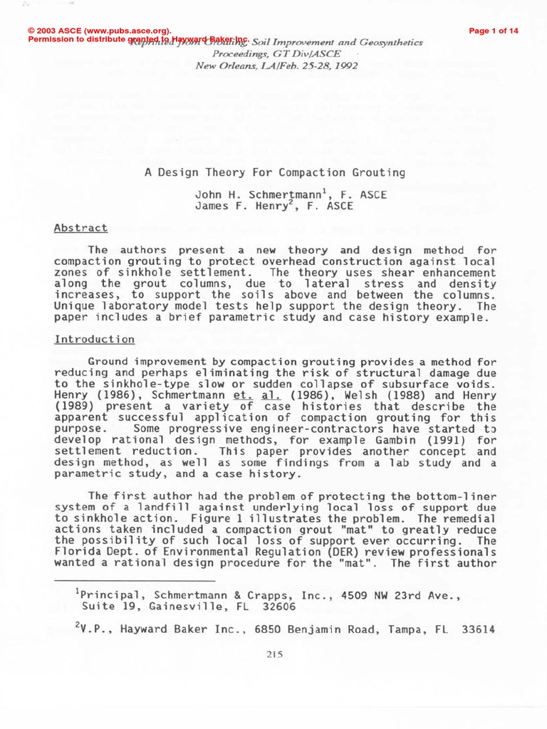 A Design Theory For Compaction Grouting | PDF
