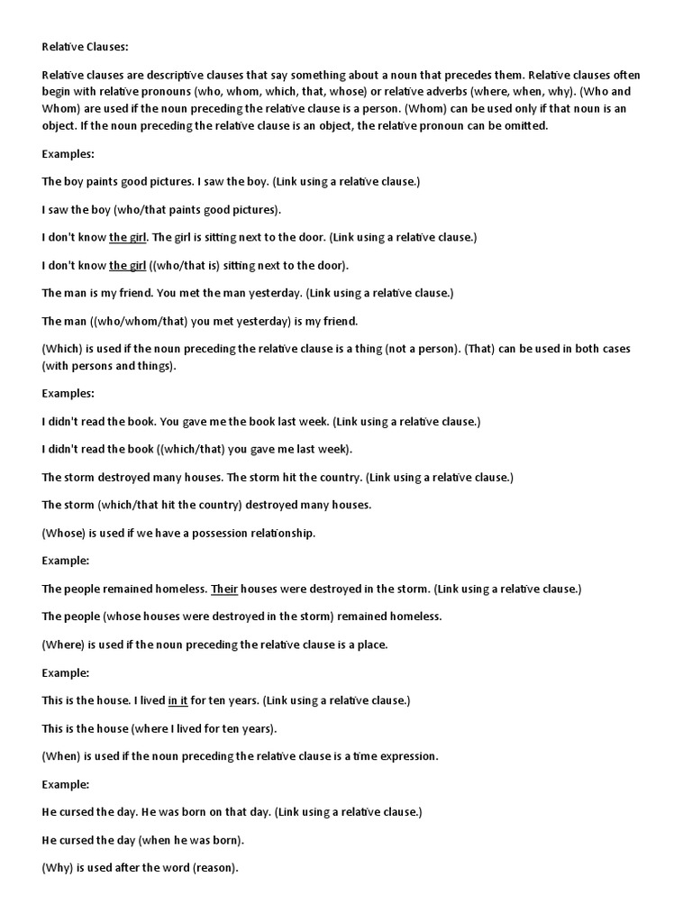 Relative Clauses | PDF | Human Communication | Syntactic Relationships