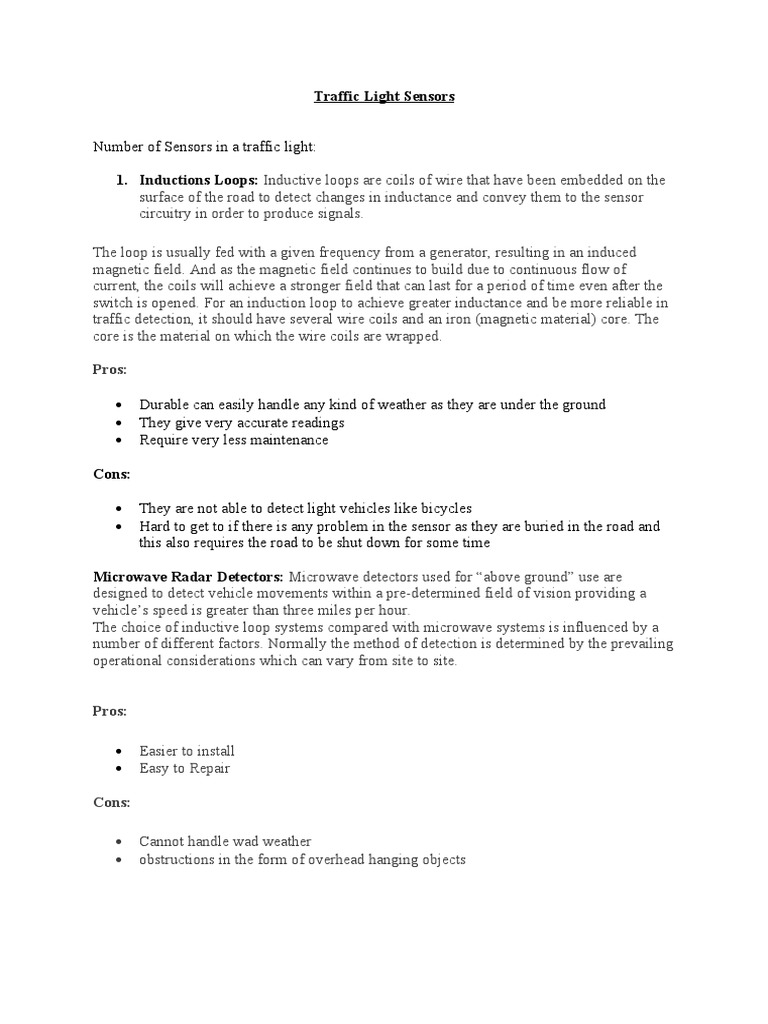 Traffic Light Sensors | PDF | Science & Mathematics