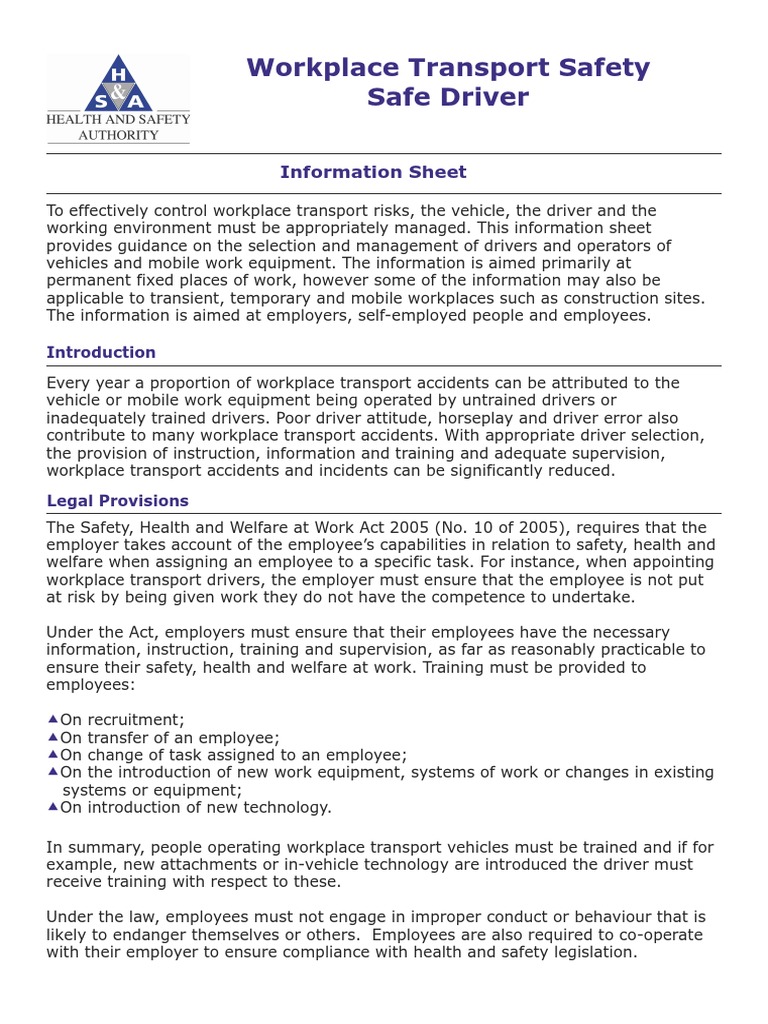 Workplace Transport Safety - 1 | PDF | Safety | Employment