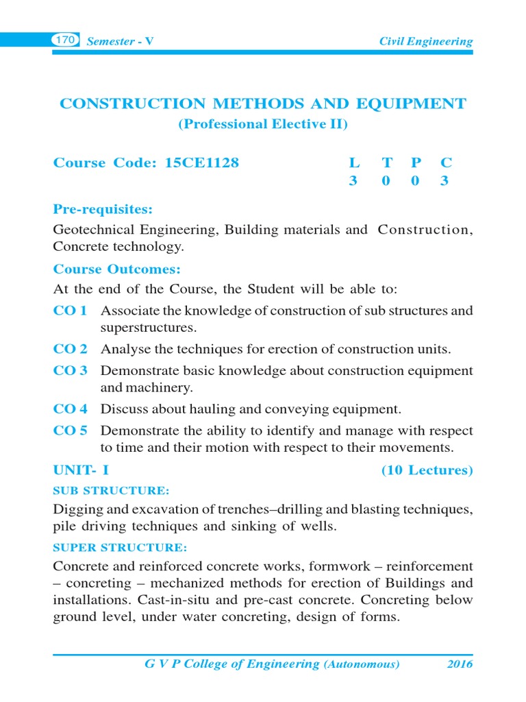 Construction Methods and Equipment-15-16 | PDF | Heavy Equipment | Equipment