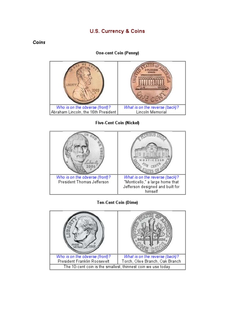 Us Coins and Currency | PDF | Nickel (United States Coin) | United ...