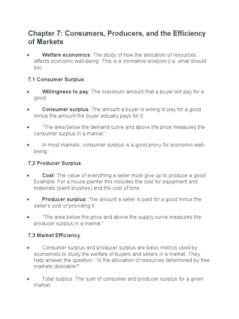 Chapter 7: Consumers, Producers, and The Efficiency of Markets | PDF ...