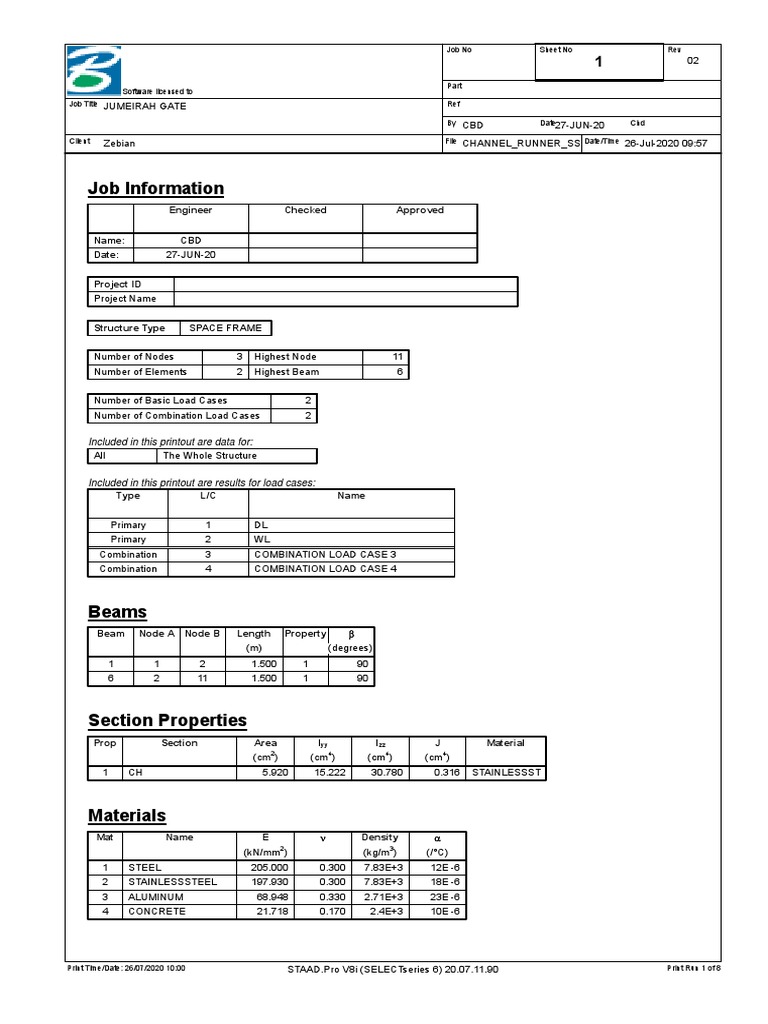 Job Information: Engineer Checked Approved Name: Date: Project ID | PDF ...
