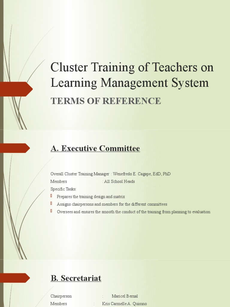 Cluster Training of Teachers On Learning Management System | PDF ...