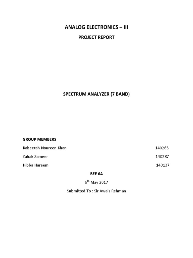 Analog Electronics - Iii: Project Report | PDF | Electronic Filter ...