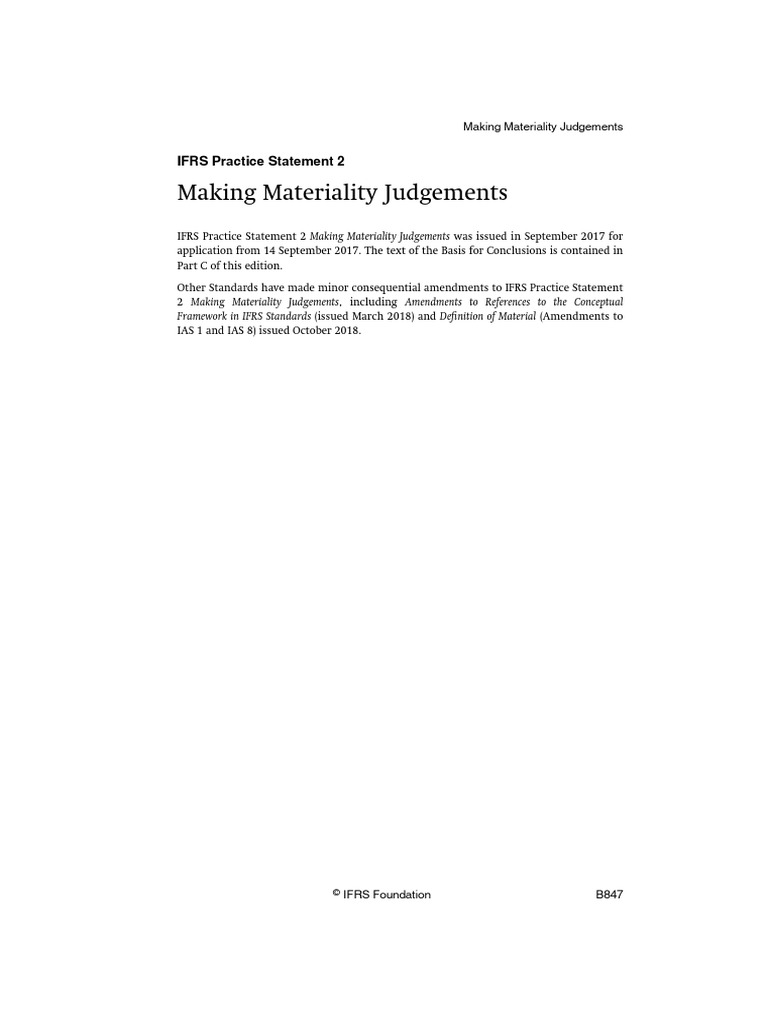 Making Materiality Judgements: IFRS Practice Statement 2 | PDF ...