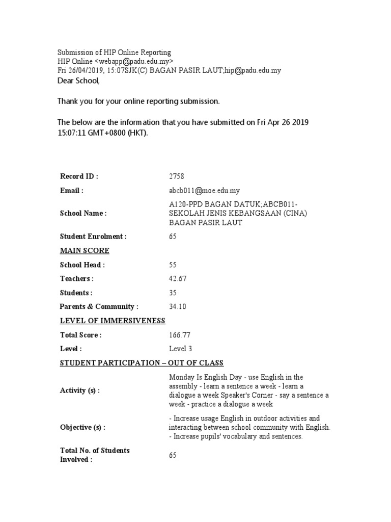 HIP Online Reporting Summary 2019 | PDF | English Language | Linguistics
