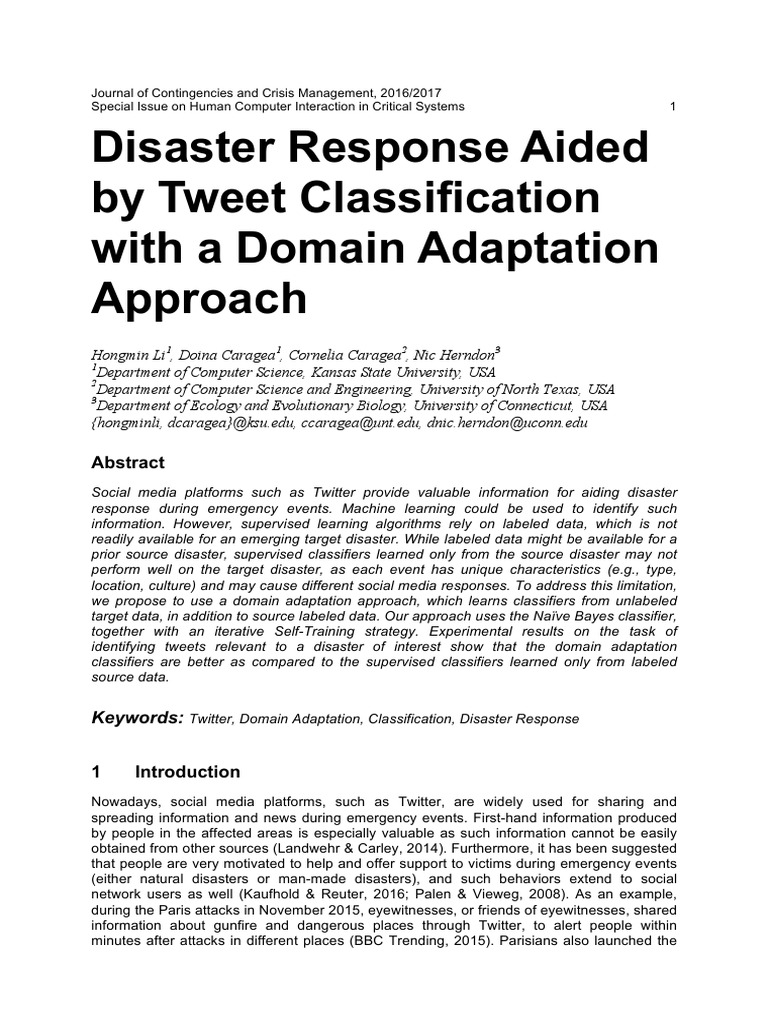 Disaster Response Aided by Tweet Classification With A Domain ...