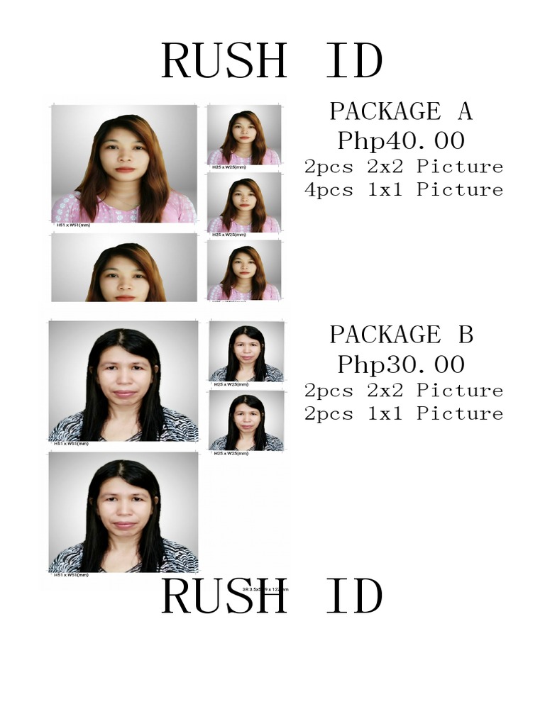Package A Php40.00: Rush Id | PDF