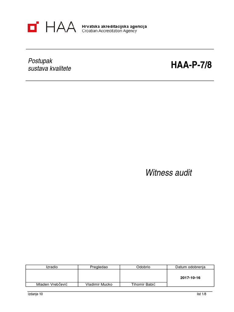 HAA - P - 7 - 8 Witness Audit | PDF