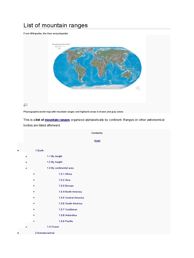 List of Mountain Ranges | PDF | Rocky Mountains | Geology