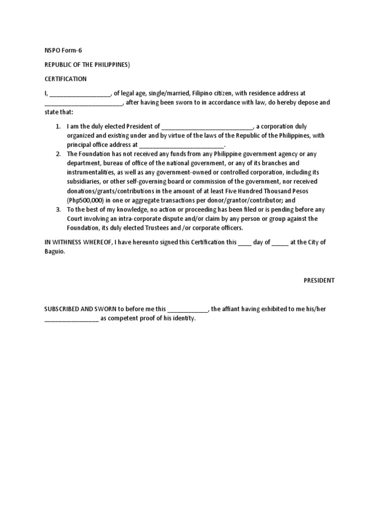 NSPO Form | PDF | Virtue | Social Institutions