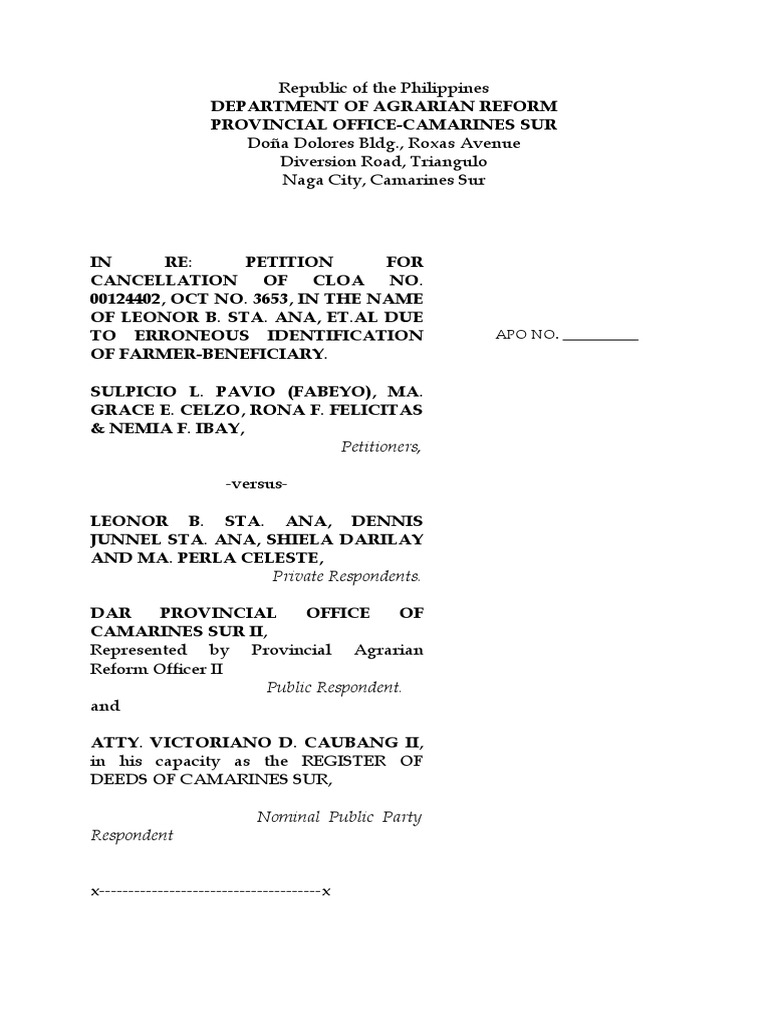 DAR Camarines Sur Office Motion for Extension | PDF | Judiciaries | Social Institutions