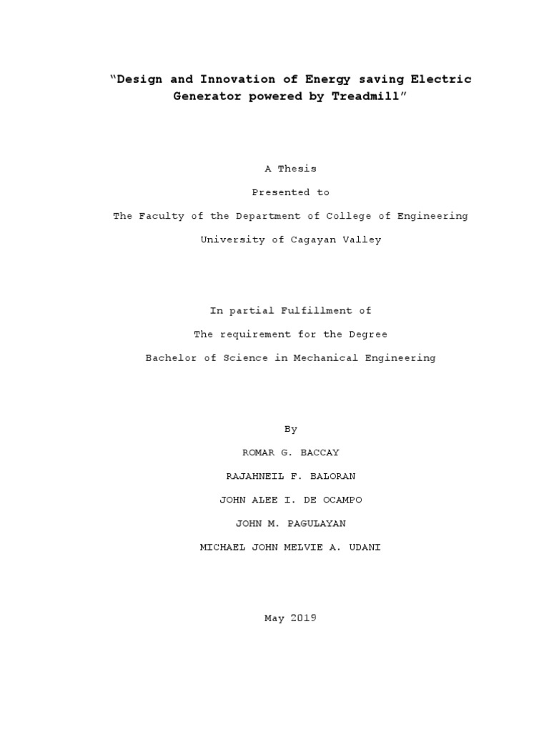 Treadmill Generator (Final Script) | PDF | Electric Generator ...