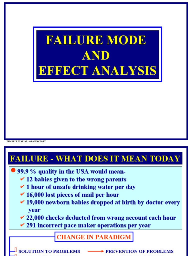 Failure Mode AND Effect Analysis: TPM Secretariat - Orai Factory | PDF | Reliability Engineering ...