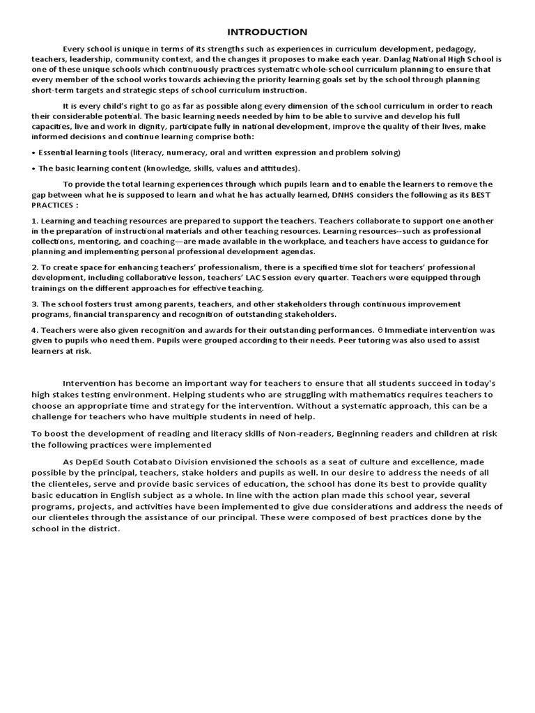 Intervention Program | PDF | Tutor | Teachers