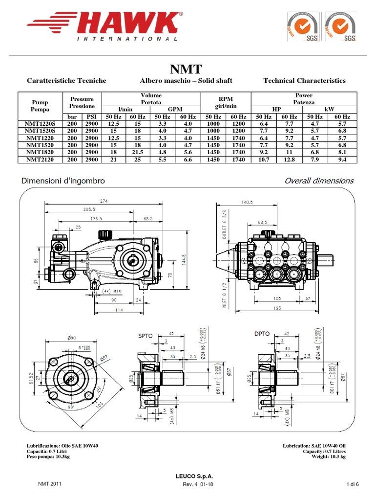 Technical Sheets NMT Pump | Download Free PDF | Propulsion | Engines