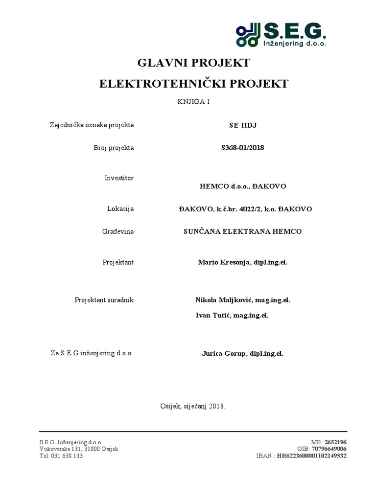 Elektrotehnicki Projekt Djakovo Se-Hemco-Fond-Final PDF | PDF