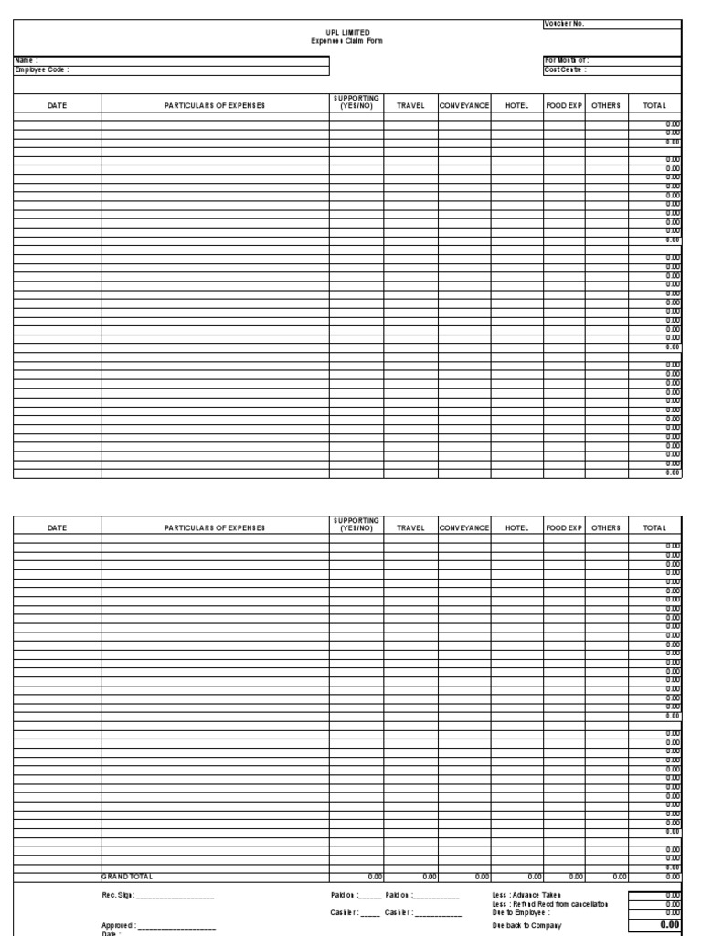 Upl Limited Expenses Claim Form: Voucher No | Download Free PDF | Business