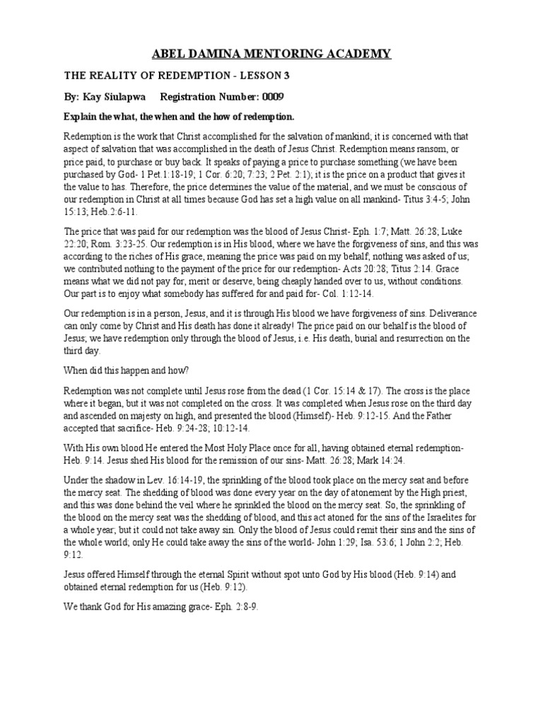 The Reality of Redemption | PDF | Salvation | Religious Belief And Doctrine