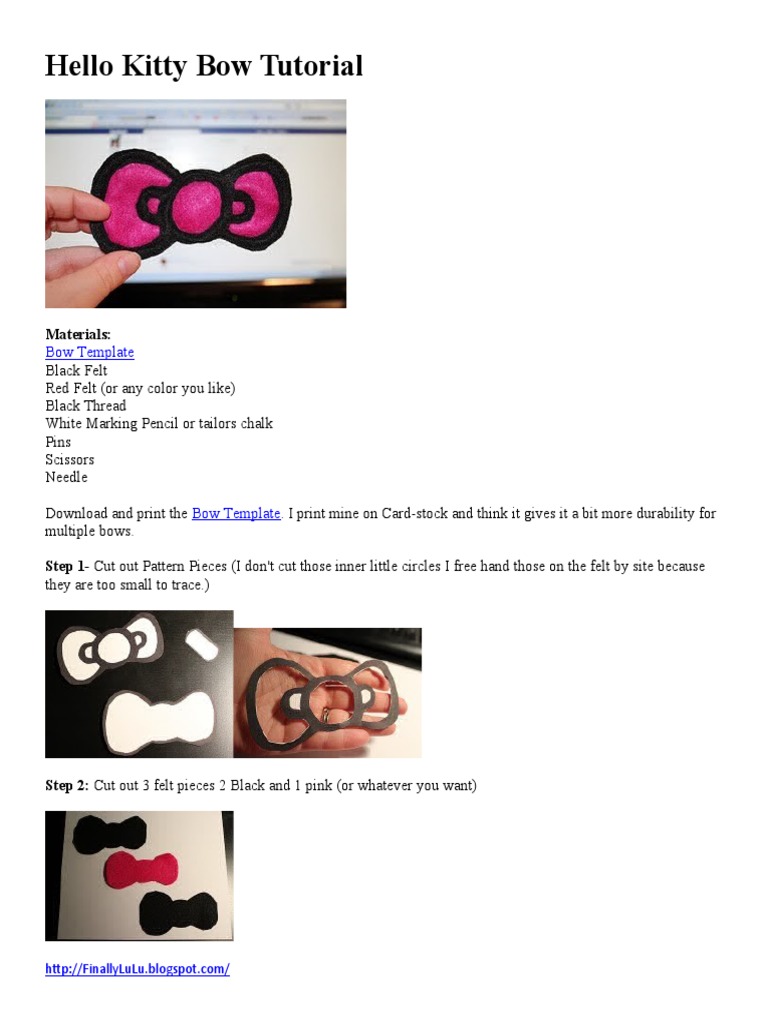 Hello Kitty Bow DIY Tutorial | PDF