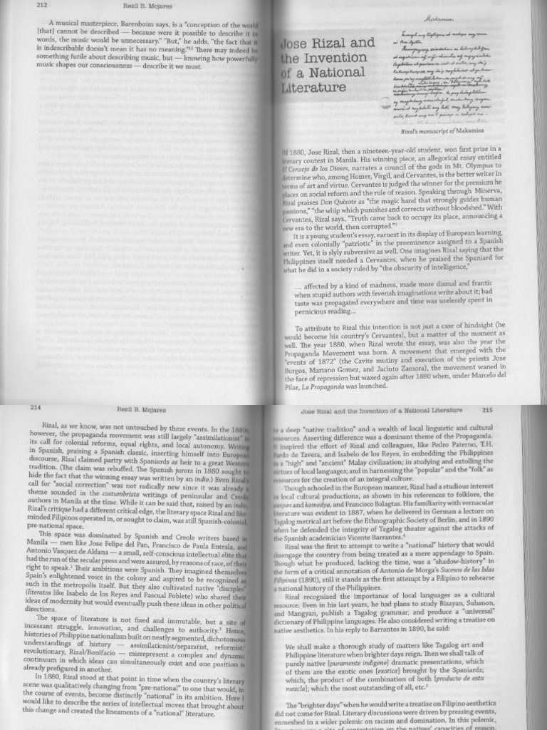 6 Mojares - Jose Rizal and The Invention of A National Literature PDF | PDF