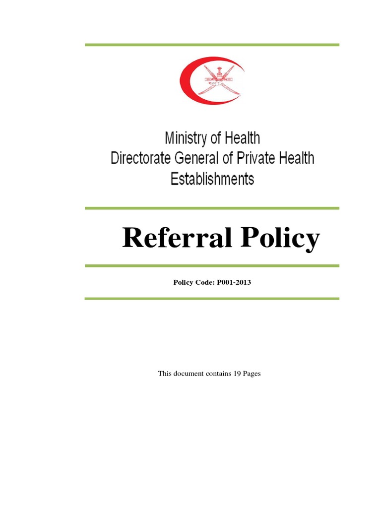 Refferal Policy | PDF | Emergency Department | Health Care