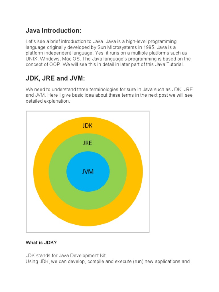 Java Introduction What Is Jdk Pdf Method Computer Programming Class Computer