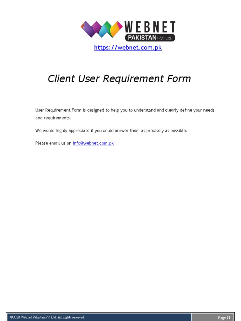 Webnet Client-User-Requirement-Form | PDF | Websites | Computer ...