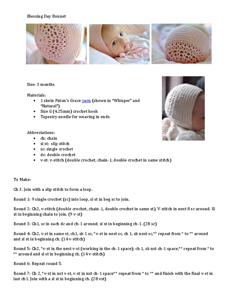 Blessing Day Bonnet - Crochet Pattern - AestheticNest | PDF | Crochet ...