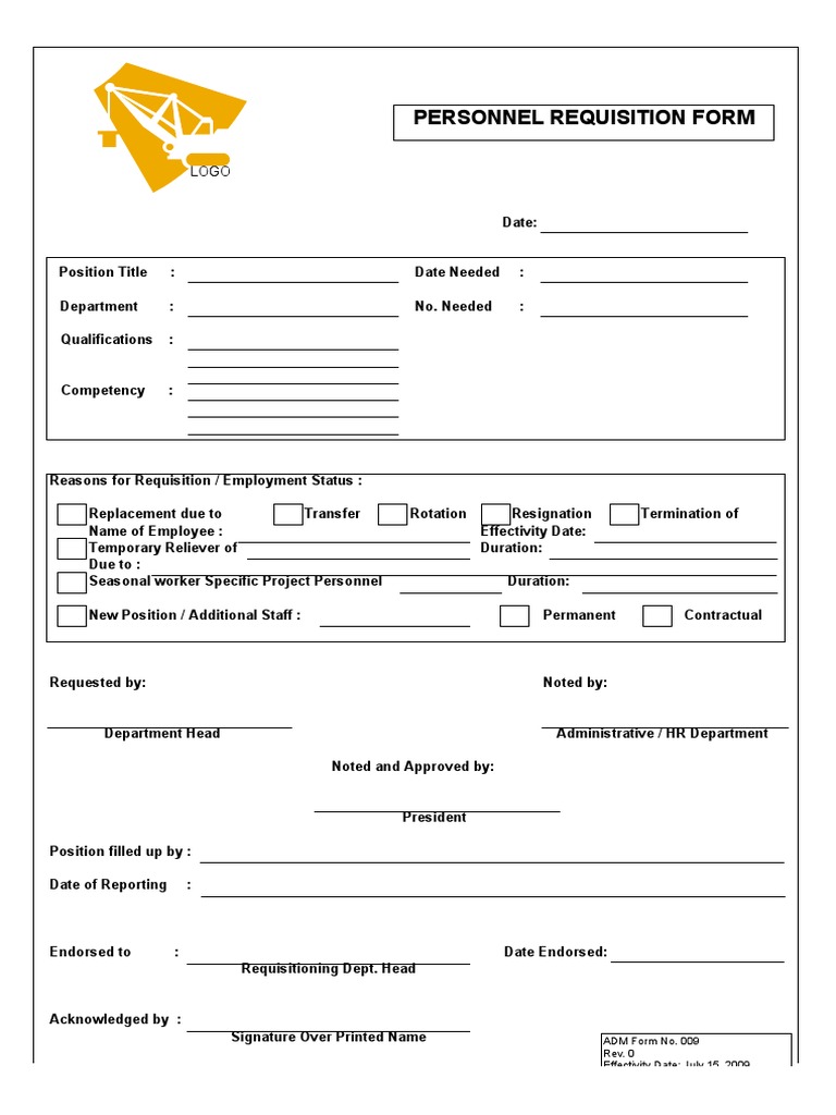 Personnel Requisition Form Template | PDF