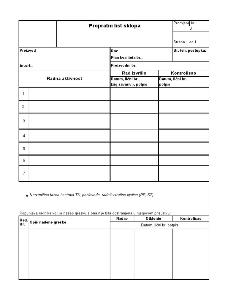 PROPRATNI LIST SKLOPAbb | PDF