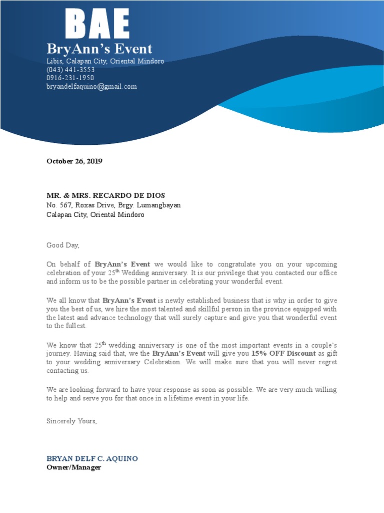 BRYAN Letter To Client | PDF