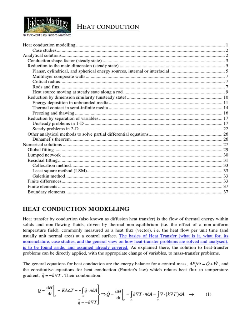 Heat Conduction PDF | PDF | Partial Differential Equation | Thermal ...