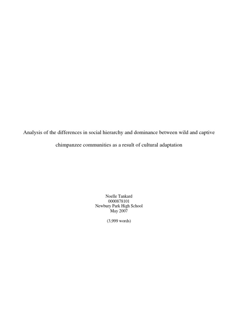 Chimpanzee Social Hierarchy Analysis | PDF | Chimpanzee | Aggression