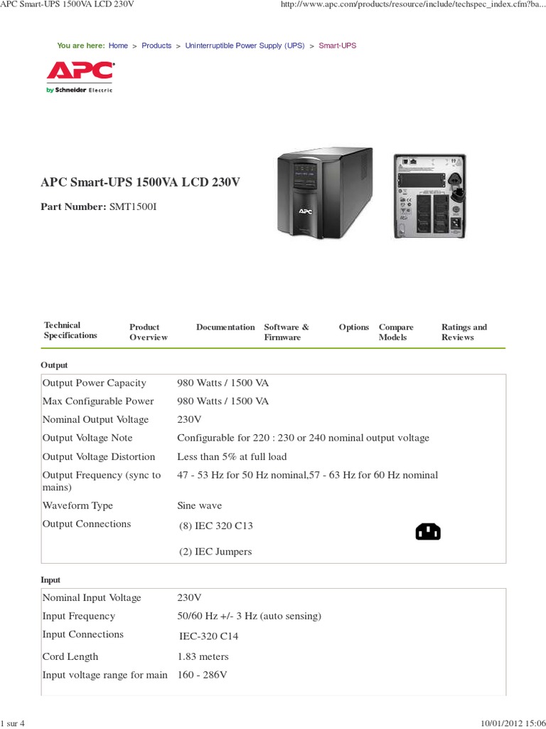 APC Smart-UPS 1500VA LCD 230V | PDF | Mains Electricity | Electromagnetism