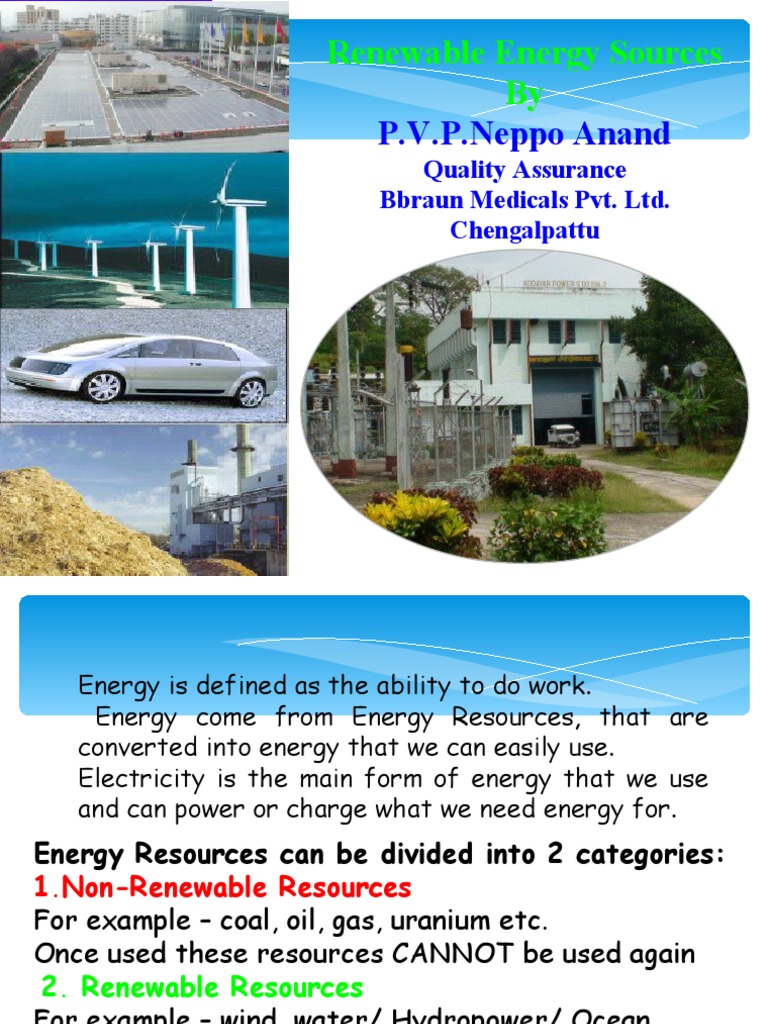 Renewable Energy Sources By: P.V.P.Neppo Anand | PDF | Renewable Energy ...