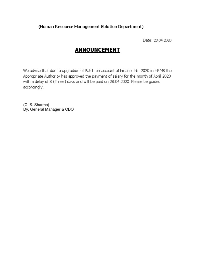 Announcement Salary PDF | PDF