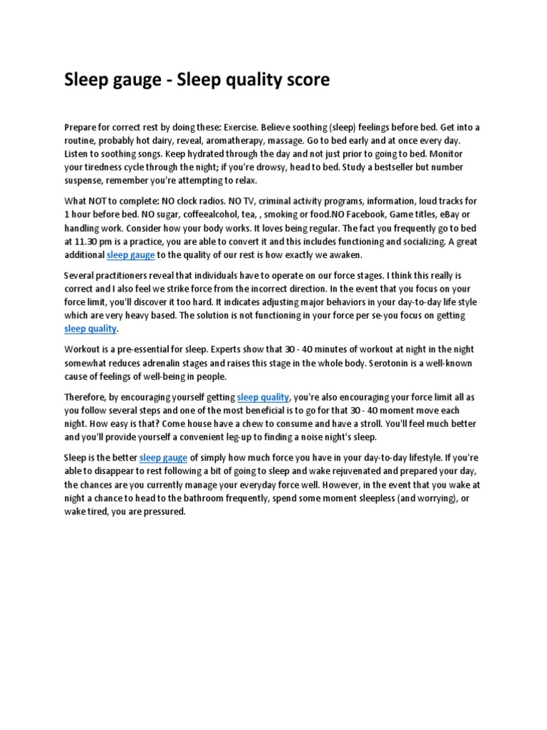 Sleep Gauge - Sleep Quality Score | PDF | Sleep | Determinants Of Health