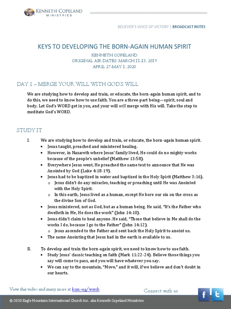 BNT200427 Broadcast Notes Kenneth Copeland-Trk-20200406 | PDF | Born ...