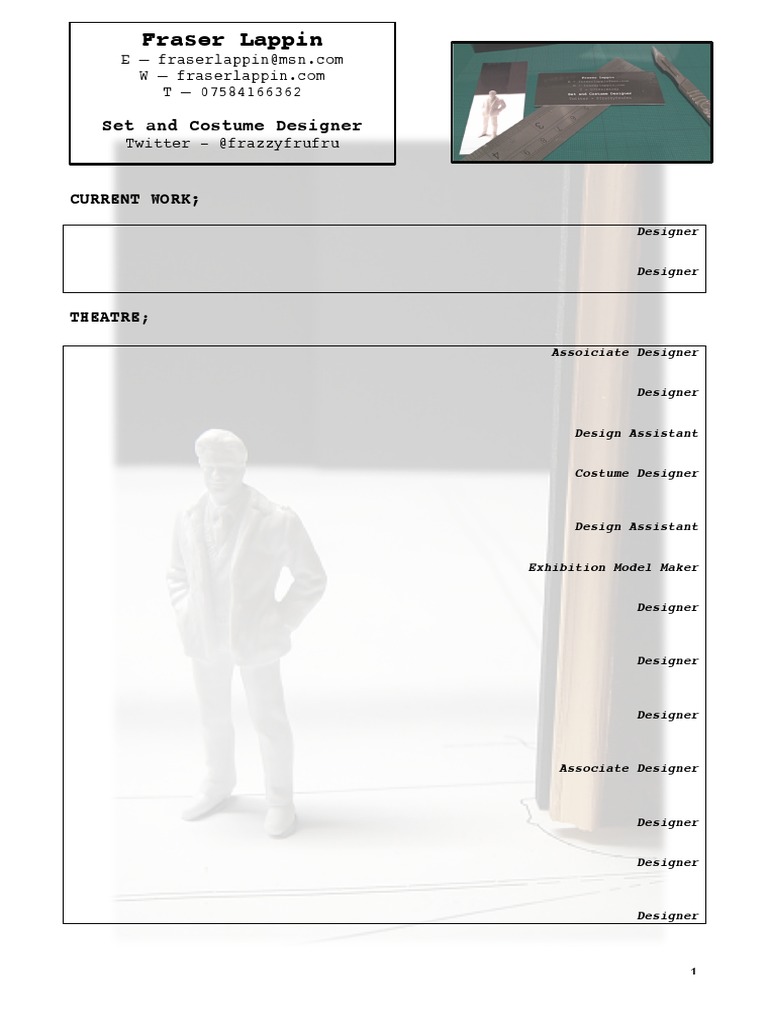 Fraser Lappin CV | PDF | Theatre | Performing Arts