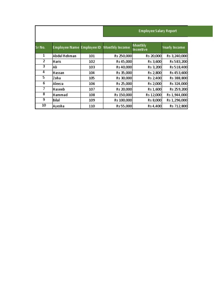 Employee Salary Report | PDF